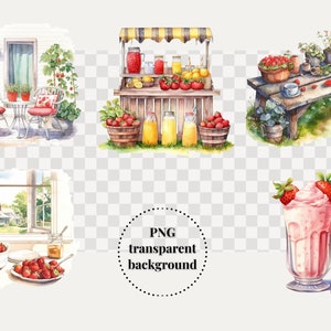 Strawberry Watercolor Clipart Bundle, Strawberry Girl, Garden, Jam ...