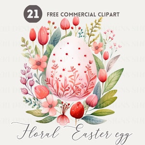 Easter Egg Watercolor Clipart Bundle, Floral Egg Free Commercial PNG ...