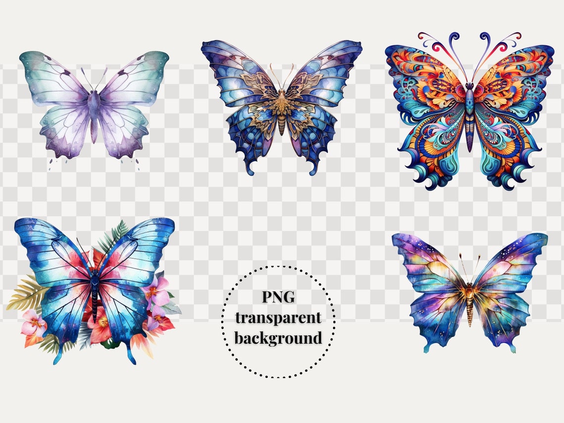 Butterfly Watercolor Clipart Bundle Elegant Insect Free - Etsy