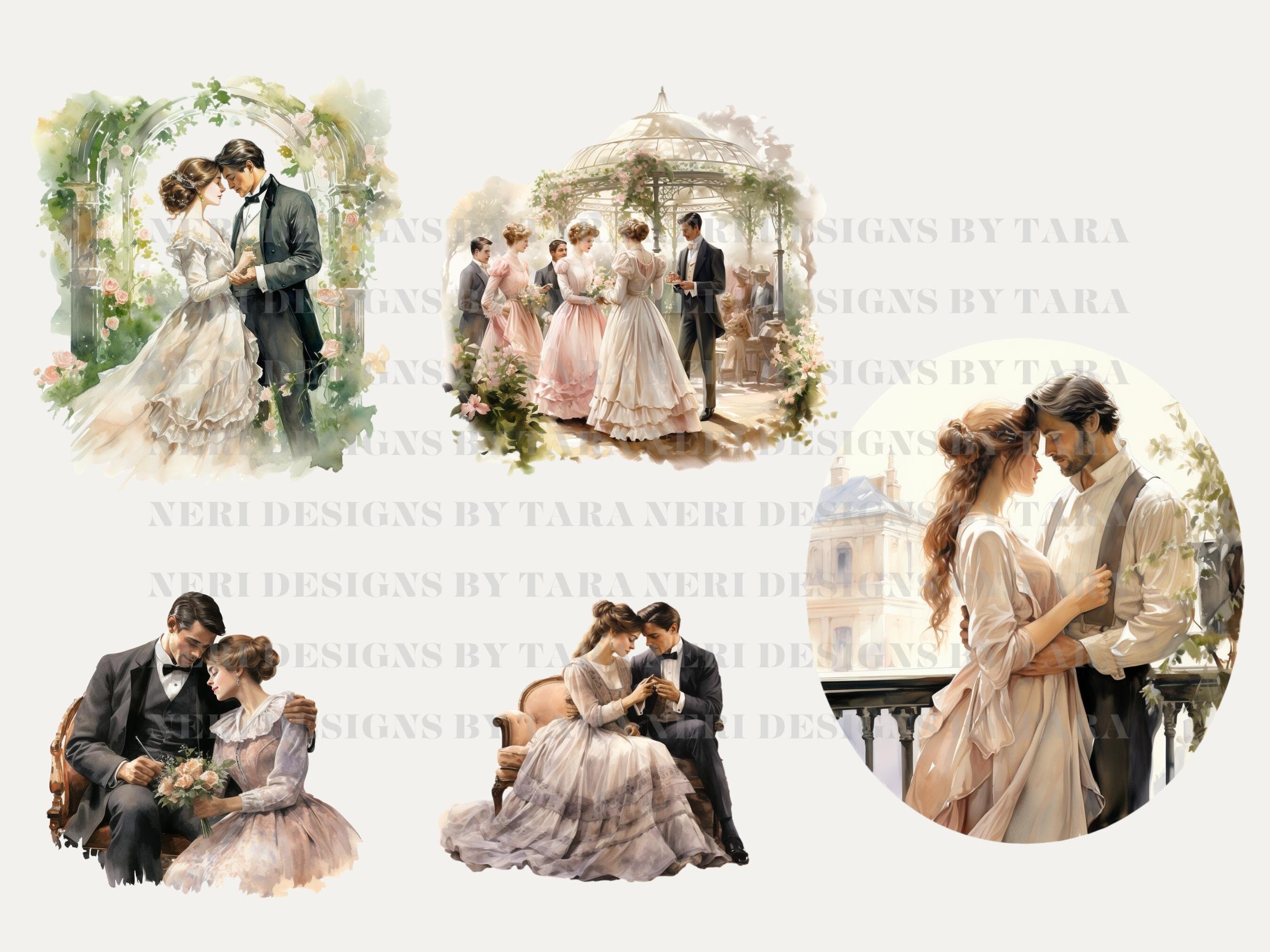 Vintage Couple Watercolor Clipart Bundle Victorian Romance - Etsy