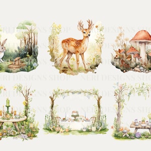 Spring Forest Watercolor Clipart Set Woodland Animal Free Commercial ...
