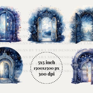 Magical, Starry Door Watercolor Clipart Bundle, Enchanted Portal Free ...