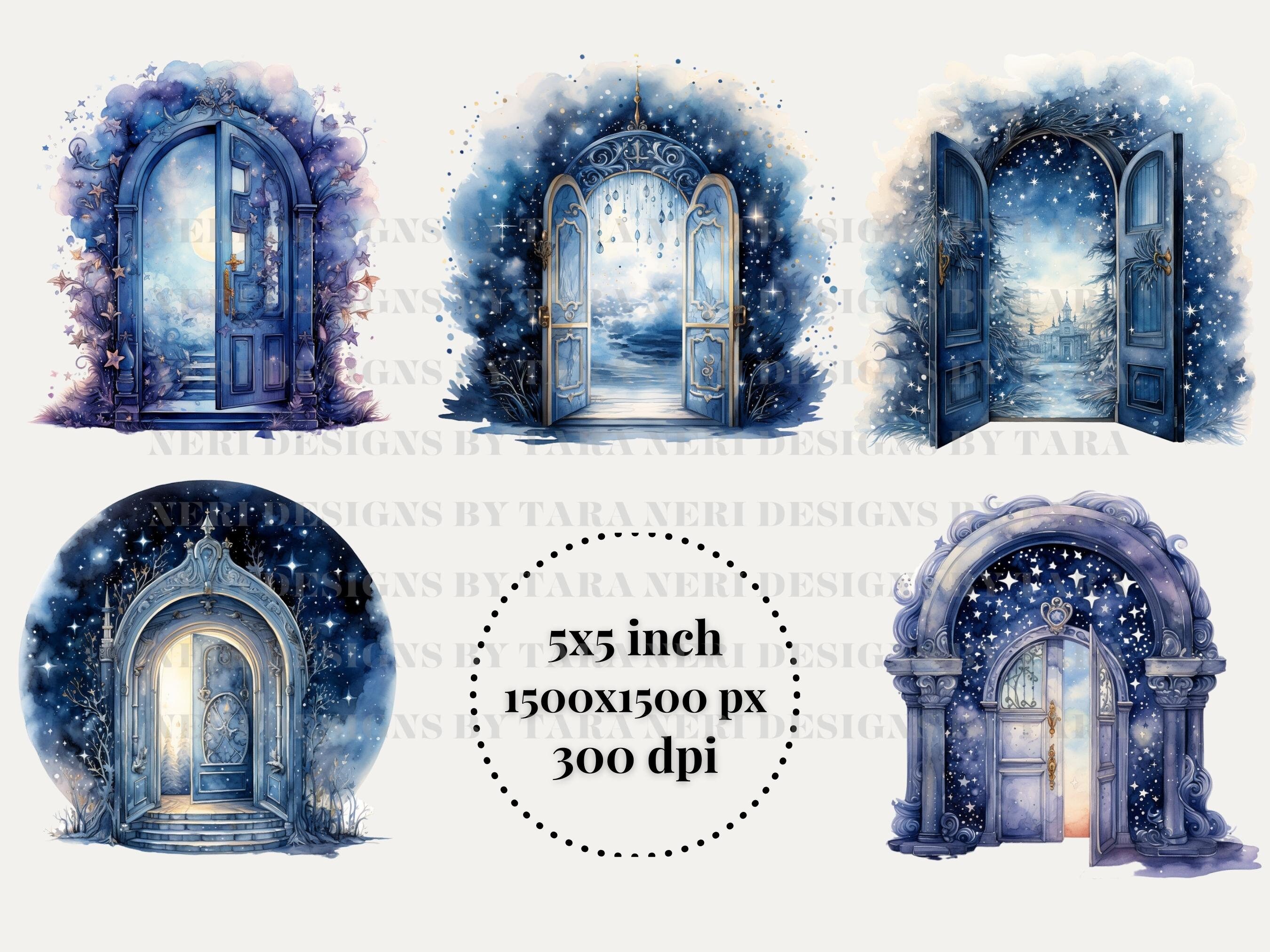 Magical Starry Door Watercolor Clipart Bundle Enchanted - Etsy