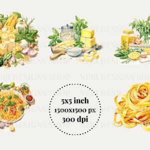 Pasta Watercolor Clipart Bundle, Free Commercial Italian Cuisine PNG ...