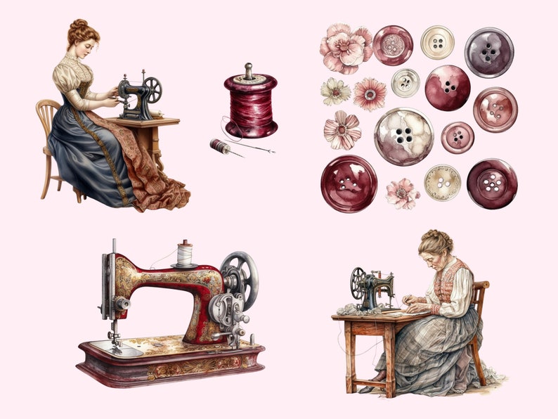 Vintage Tailoring Watercolor Clipart Bundle Victorian Fashion - Etsy