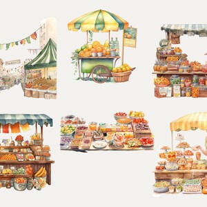 Fair Watercolor Clipart Bundle Market Stands Free Commercial Vendor ...