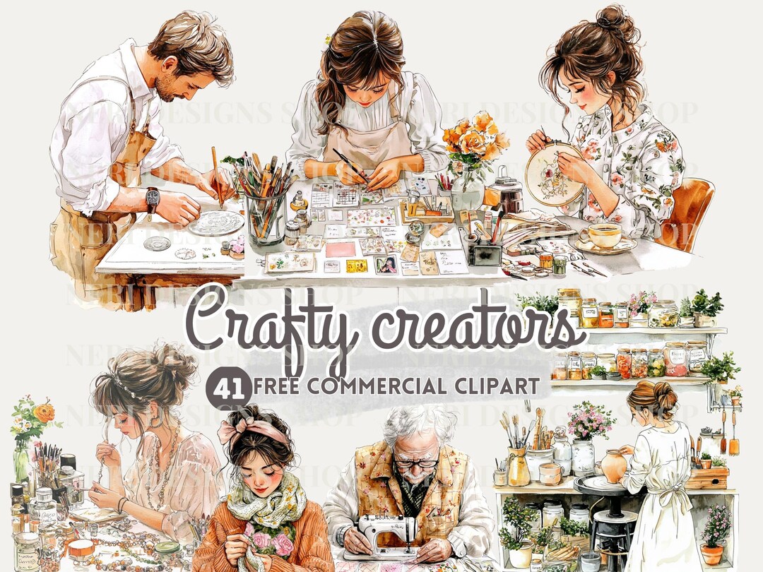 Craft Creator Watercolor Clipart, Creative Hobby Free Commercial PNG ...
