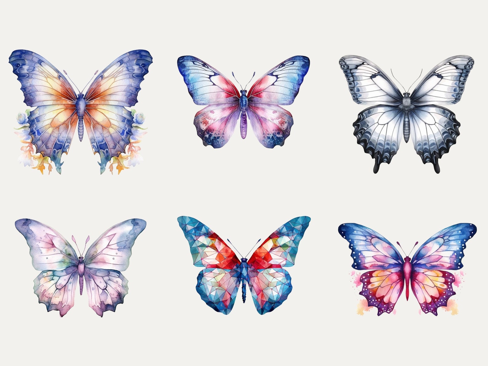 Butterfly Watercolor Clipart Bundle Elegant Insect Free - Etsy