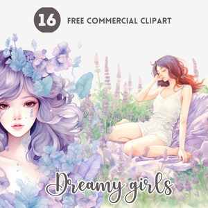Whimsical Girl Watercolor Clipart Bundle Butterfly Lady Commercial Png ...