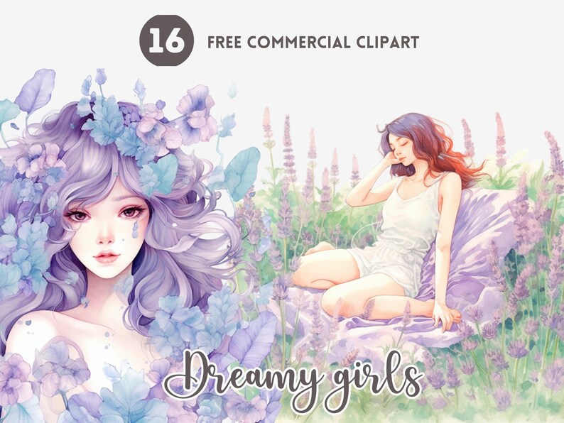 Whimsical Girl Watercolor Clipart Bundle Butterfly Lady - Etsy