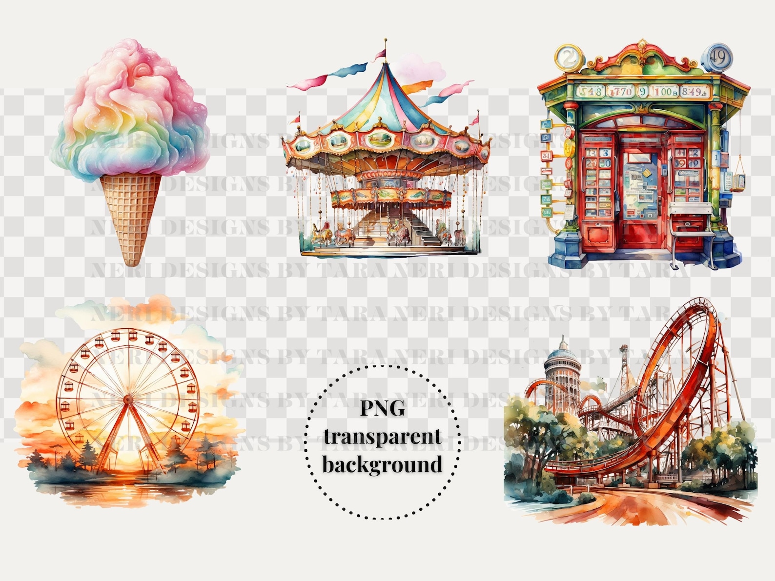 State Fair Watercolor Clipart Bundle County Fair Fair Wheel - Etsy