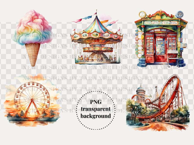 State Fair Watercolor Clipart Bundle County Fair Fair Wheel - Etsy