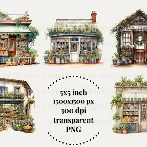 Rustic Grocery Store Watercolor Clipart Bundle, Small Corner Shop, Cozy ...