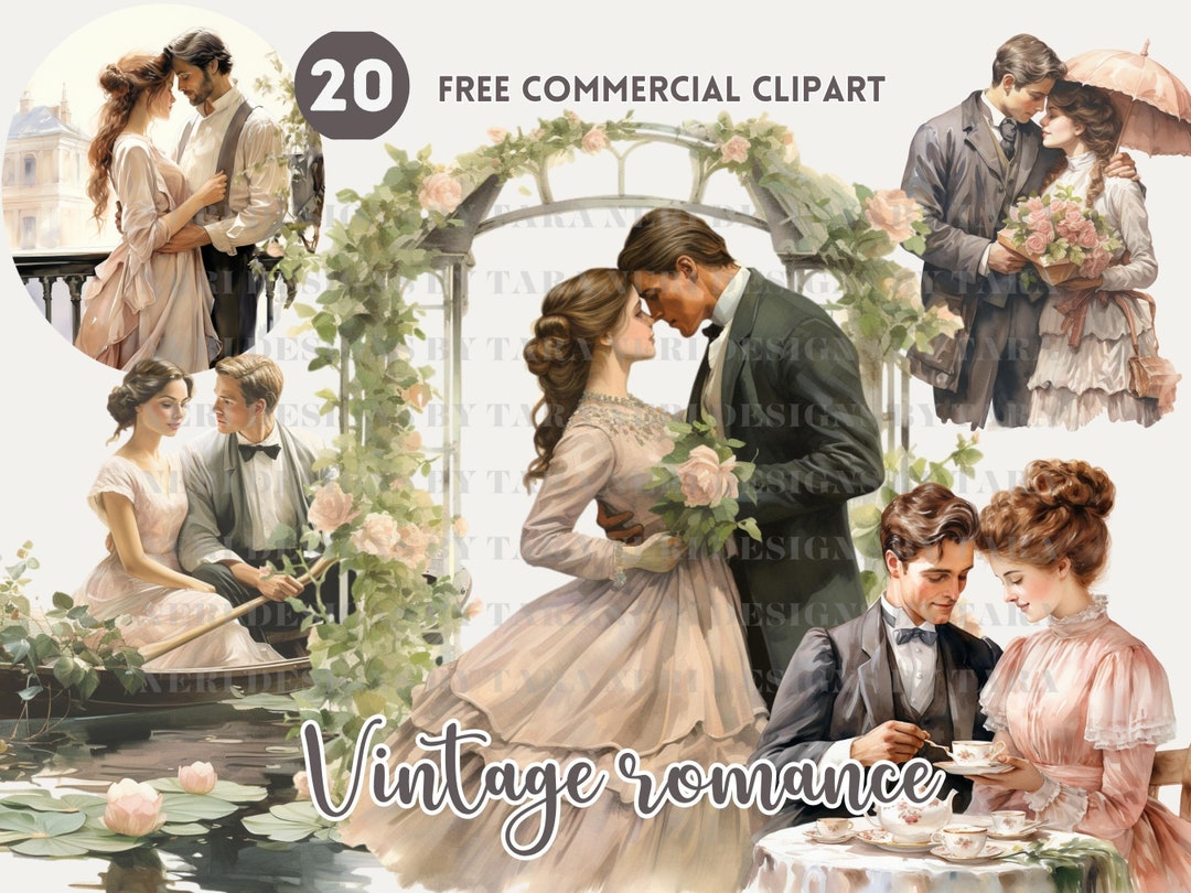 Vintage Couple Watercolor Clipart Bundle, Victorian Romance Free ...