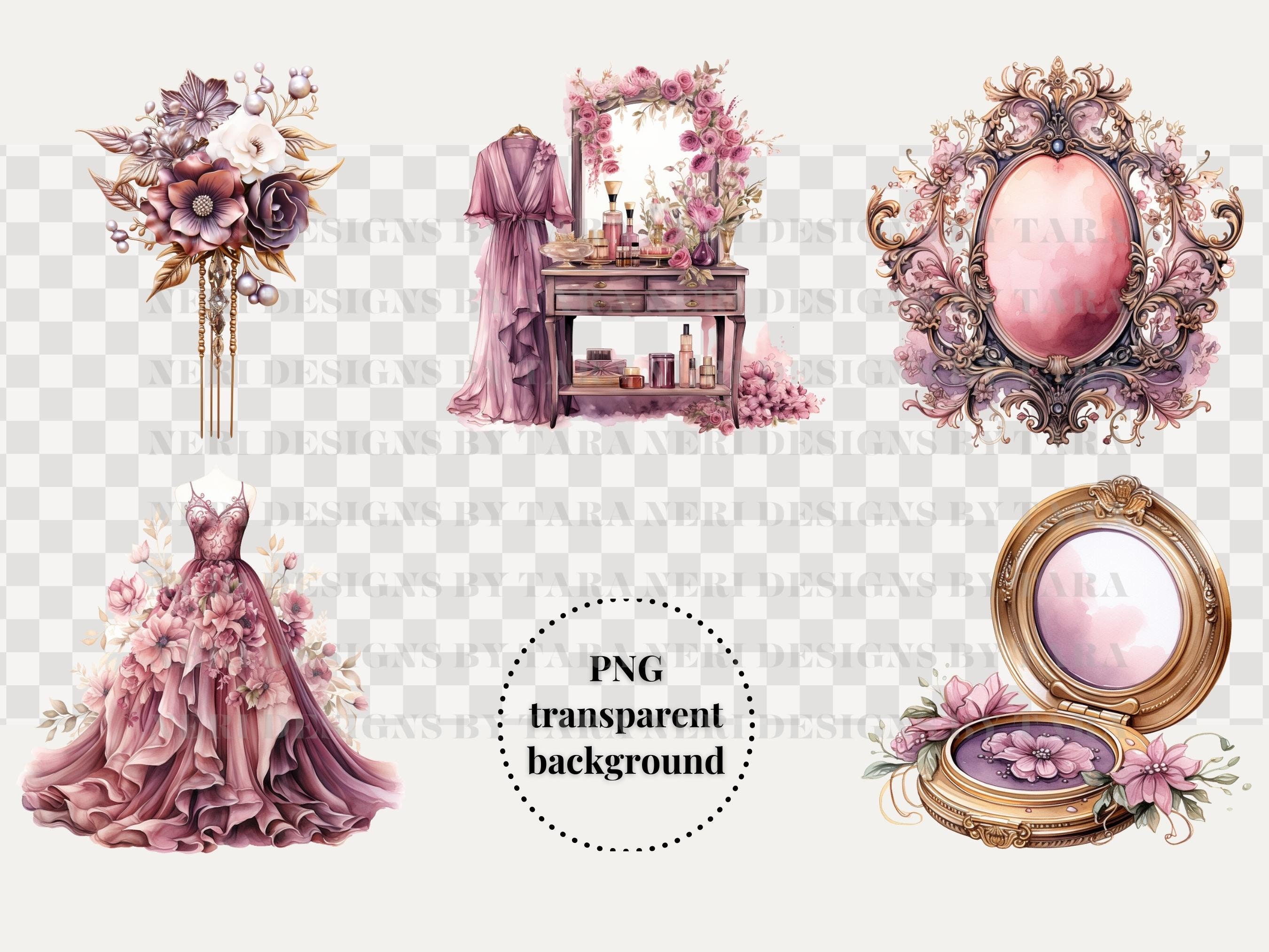 Vintage Dressing Room Watercolor Clipart Bundle Vanity Table - Etsy