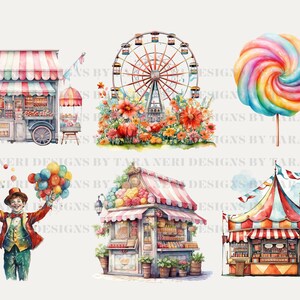 State Fair Watercolor Clipart Bundle, County Fair, Fair Wheel Free ...