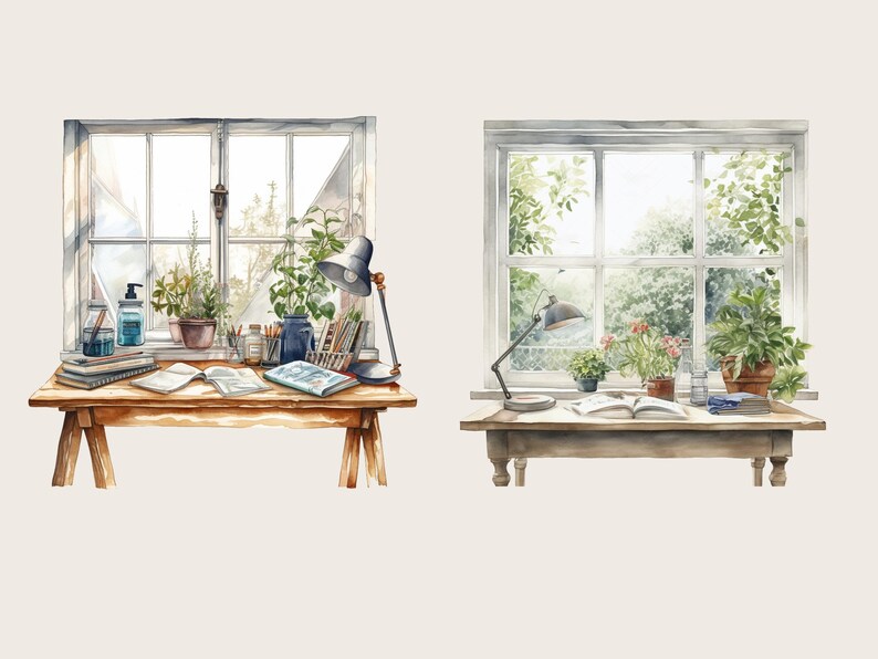 Study by the Window Clipart Bundle Plant Study Corner Free - Etsy