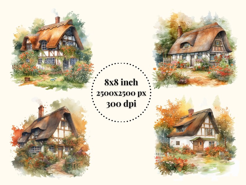 Cozy Floral Cottage Watercolor Clipart Bundle Floral - Etsy