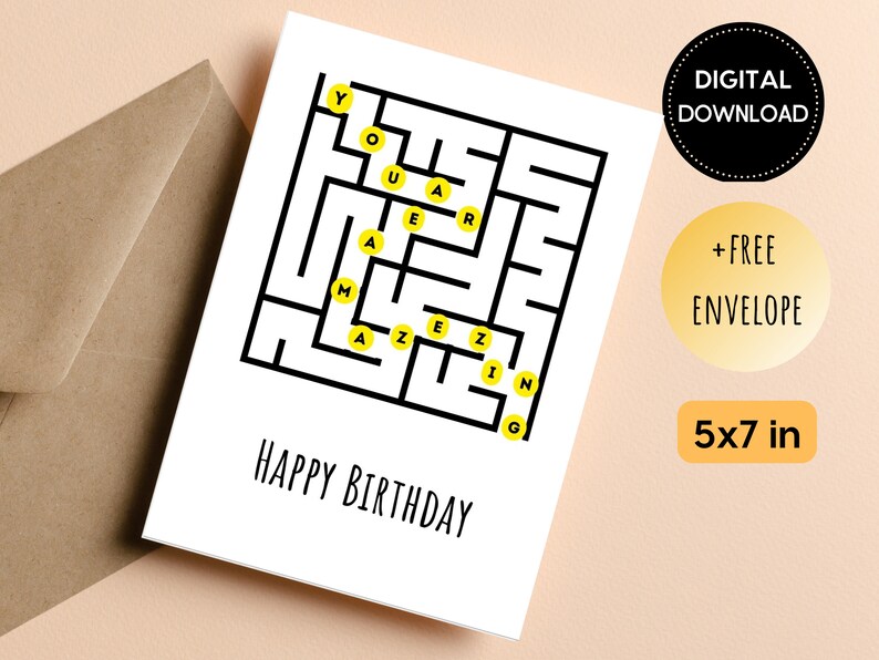 Printable Birthday Card Maze Digital Card You're Amazing - Etsy