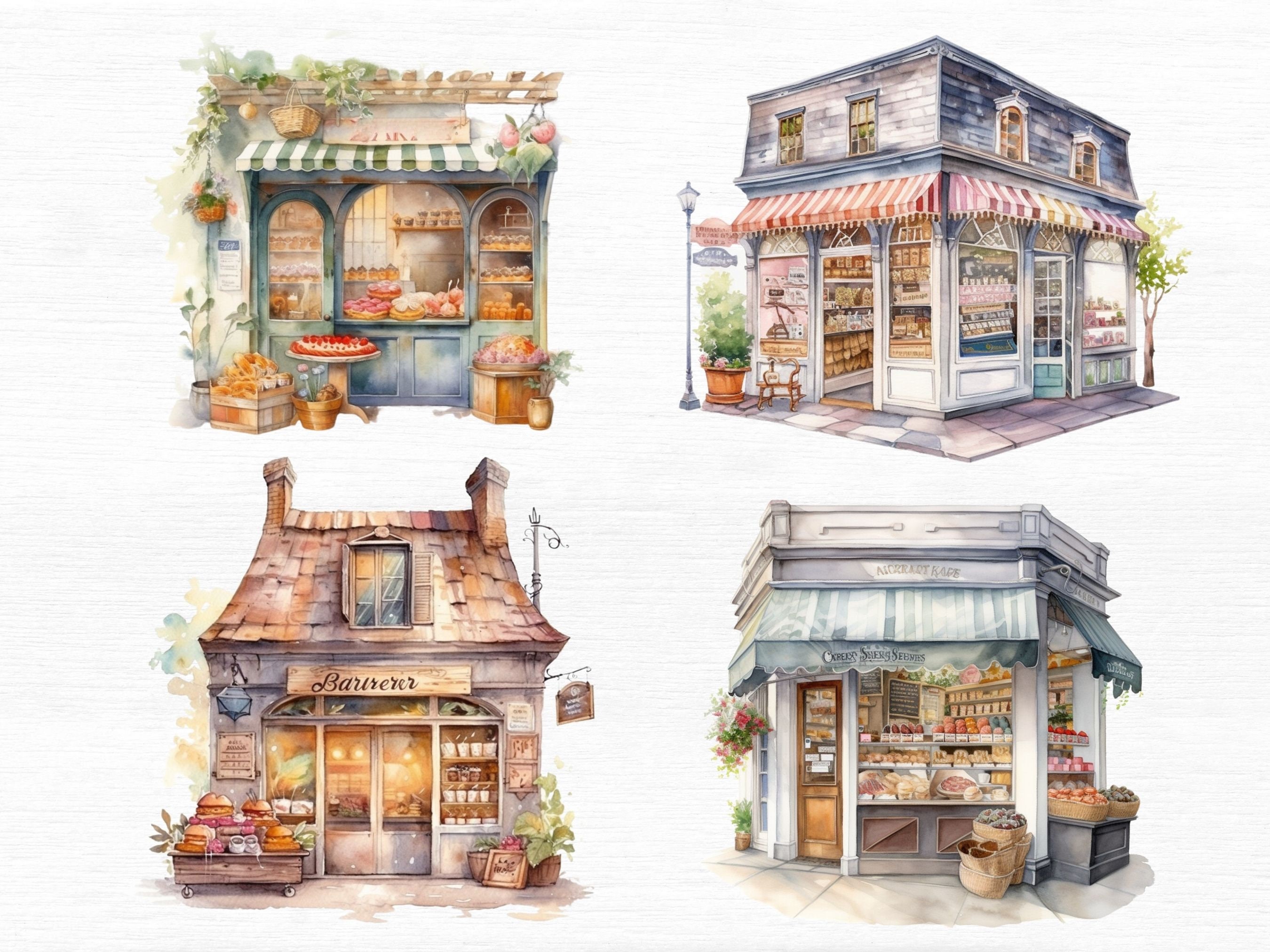 Bakery Watercolor Clipart Bundle Free Commercial Baker Shop - Etsy