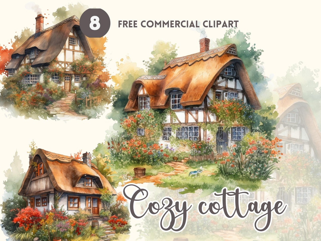Cozy Floral Cottage Watercolor Clipart Bundle Floral Cottagecore Free ...