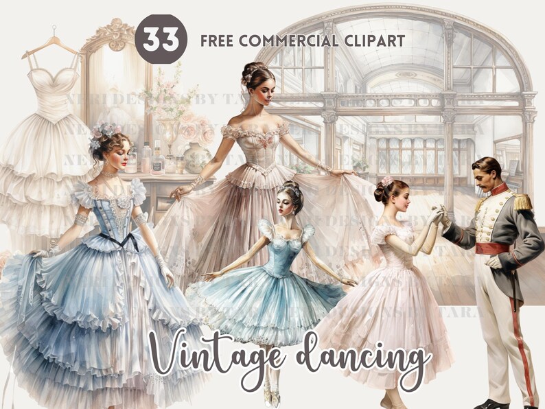 Vintage Dancing Watercolor Clipart Bundle Victorian Dancer - Etsy