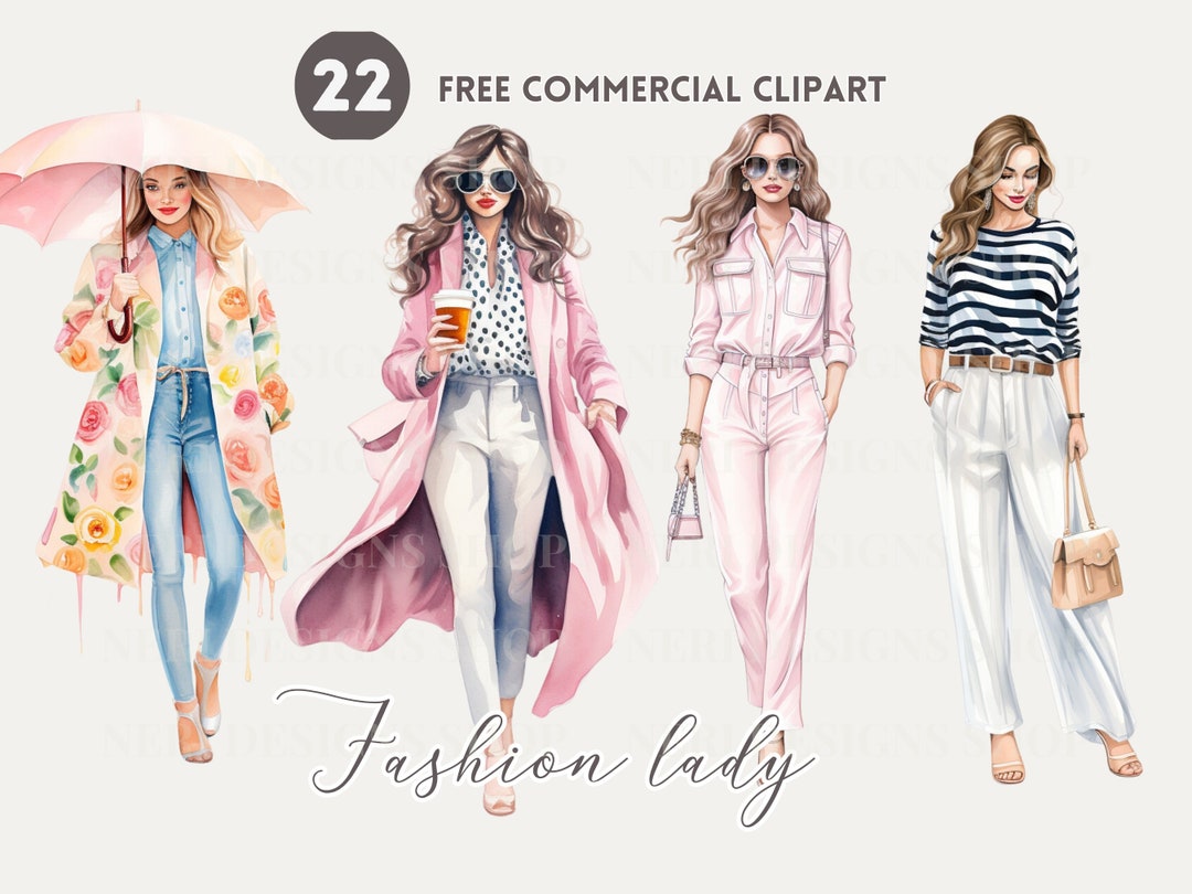 Urban Fashion Watercolor Clipart, City Girl Free Commercial PNG ...