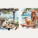 Beach Cafe and Bar Watercolor Clipart Bundle Seaview Coffee Shop Free ...