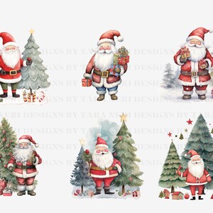 Cute Santa Claus Watercolor Clipart Bundle, Christmas Tree, Free ...