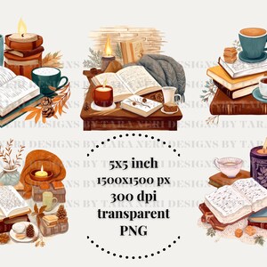Cozy Reading Watercolor Clipart Bundle, Fall and Winter Reading Free ...