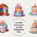 Rainbow Birthday Cake Watercolor Clipart Bundle, Colorful Fruit Cake ...
