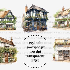 Countryside Cafe Watercolor Clipart Bundle, Rustic Restaurant Free ...