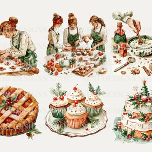 Christmas Baking Watercolor Clipart, Holiday Cake Free Commercial PNG ...