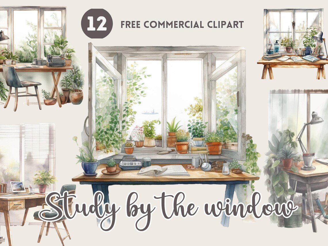 Study by the Window Clipart Bundle Plant Study Corner Free - Etsy