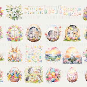 Easter Watercolor Clipart Bundle, Easter Bunny and Egg Free Commercial ...