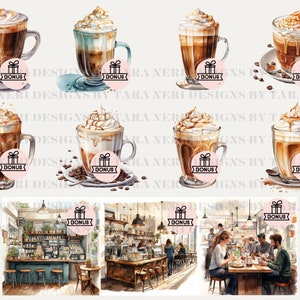 Coffee Watercolor Clipart Bundle, Cafe Free Commercial PNG Set ...