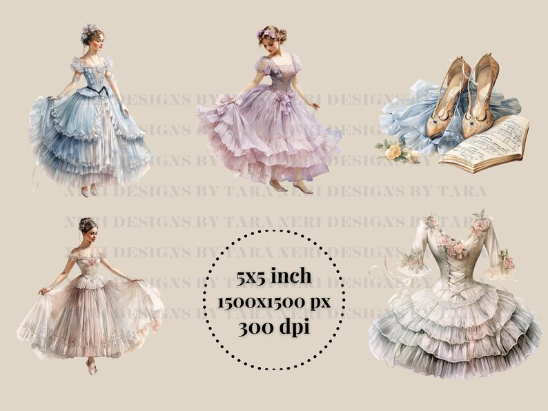 Vintage Dancing Watercolor Clipart Bundle Victorian Dancer - Etsy