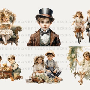 Vintage Children Watercolor Clipart Bundle, Victorian Kid Free ...