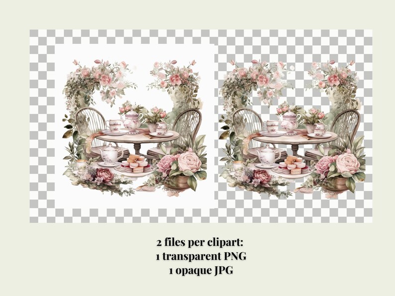 Vintage Rose Garden Tea Party Watercolor Clipart Bundle Free - Etsy