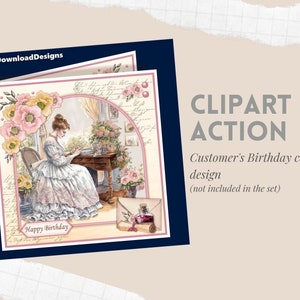 Victorian Lady Writing Watercolor Clipart Bundle Free Commercial ...