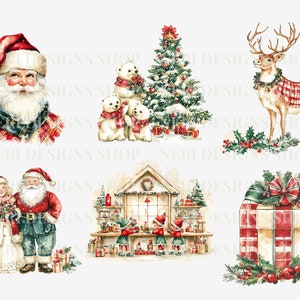 Santa Claus and Mrs Claus Watercolor Clipart, Christmas in North Pole ...