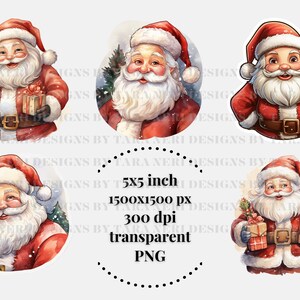 Jolly Santa Watercolor Clipart Bundle, Santa Claus Hold Present Free ...