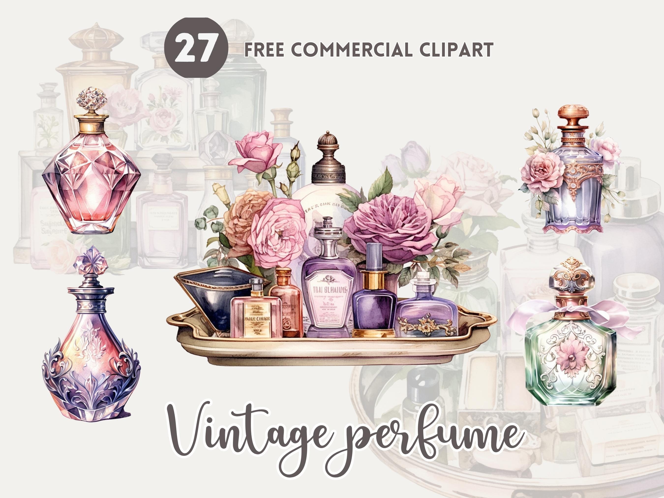 Vintage Perfume Bottle Watercolor Clipart Bundle Free - Etsy