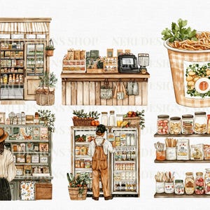 Convenience Store Watercolor Clipart, Quick Stop Shop Free Commercial ...