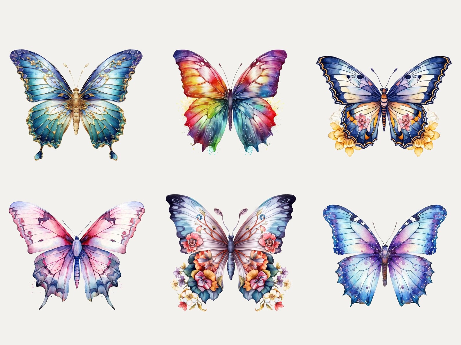 Butterfly Watercolor Clipart Bundle Elegant Insect Free - Etsy