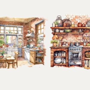 Cozy Kitchen Watercolor Clipart Bundle, Cozy Cooking Free Commercial ...