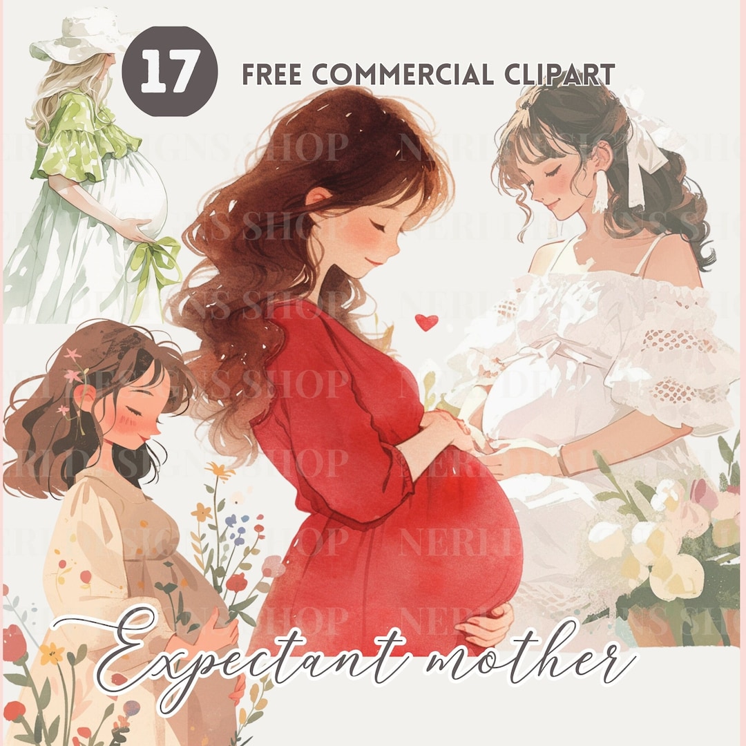Pregnant Woman Watercolor Clipart Free Commercial Expectant Mom PNG ...