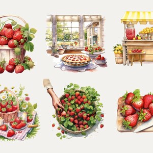 Strawberry Watercolor Clipart Bundle, Strawberry Girl, Garden, Jam ...