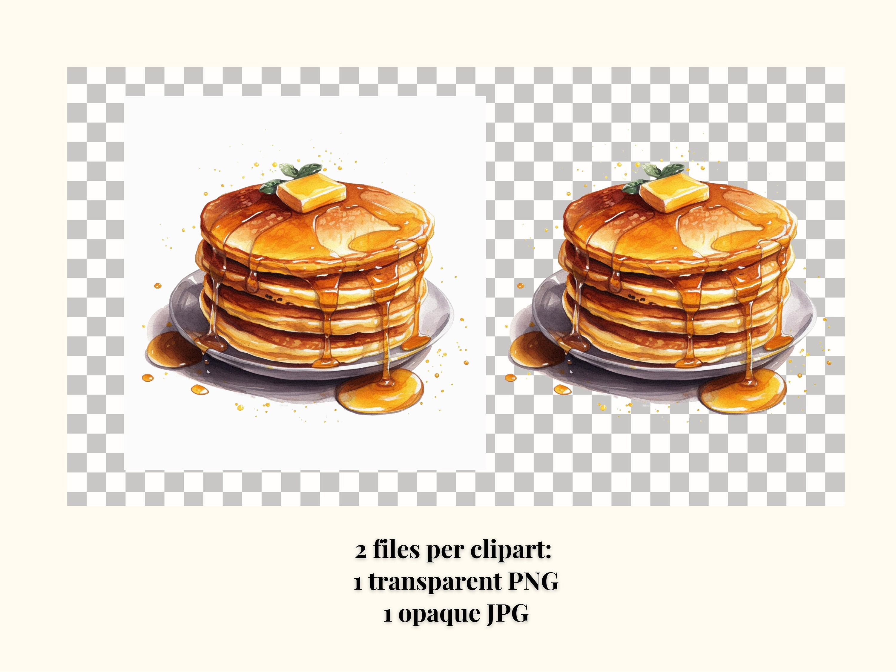 Breakfast Food Watercolor Clipart Bundle Free Commercial - Etsy