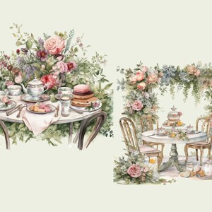 Vintage Rose Garden Tea Party Watercolor Clipart Bundle Free Commercial ...